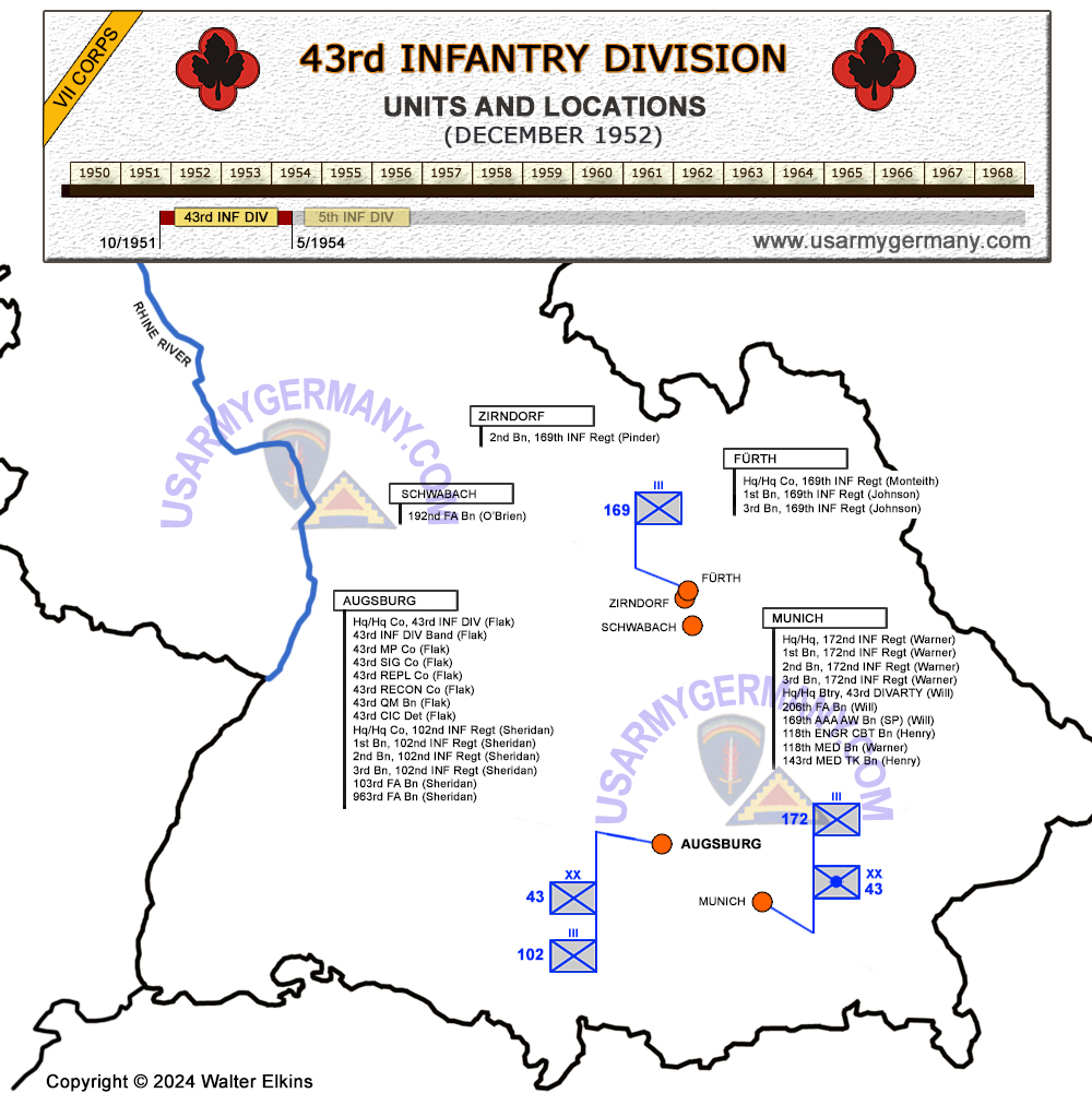 USAREUR Org Charts - 43rd Inf Div Map