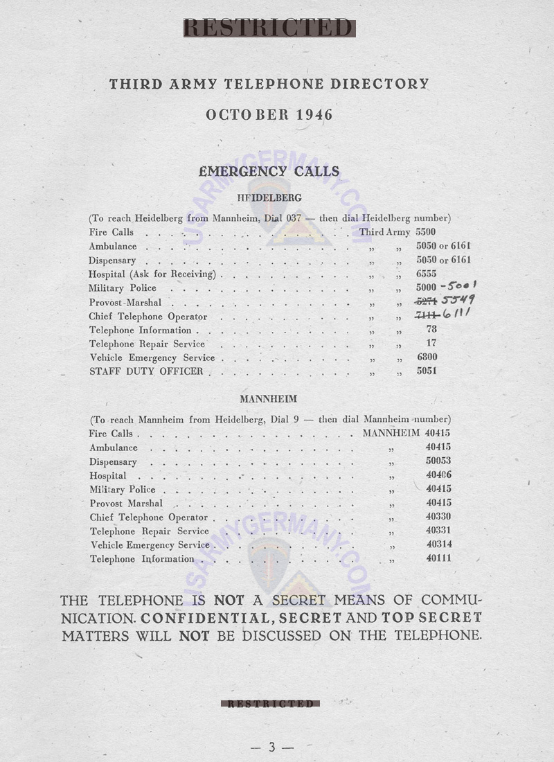 USFA Docs - Tel Dir 1946