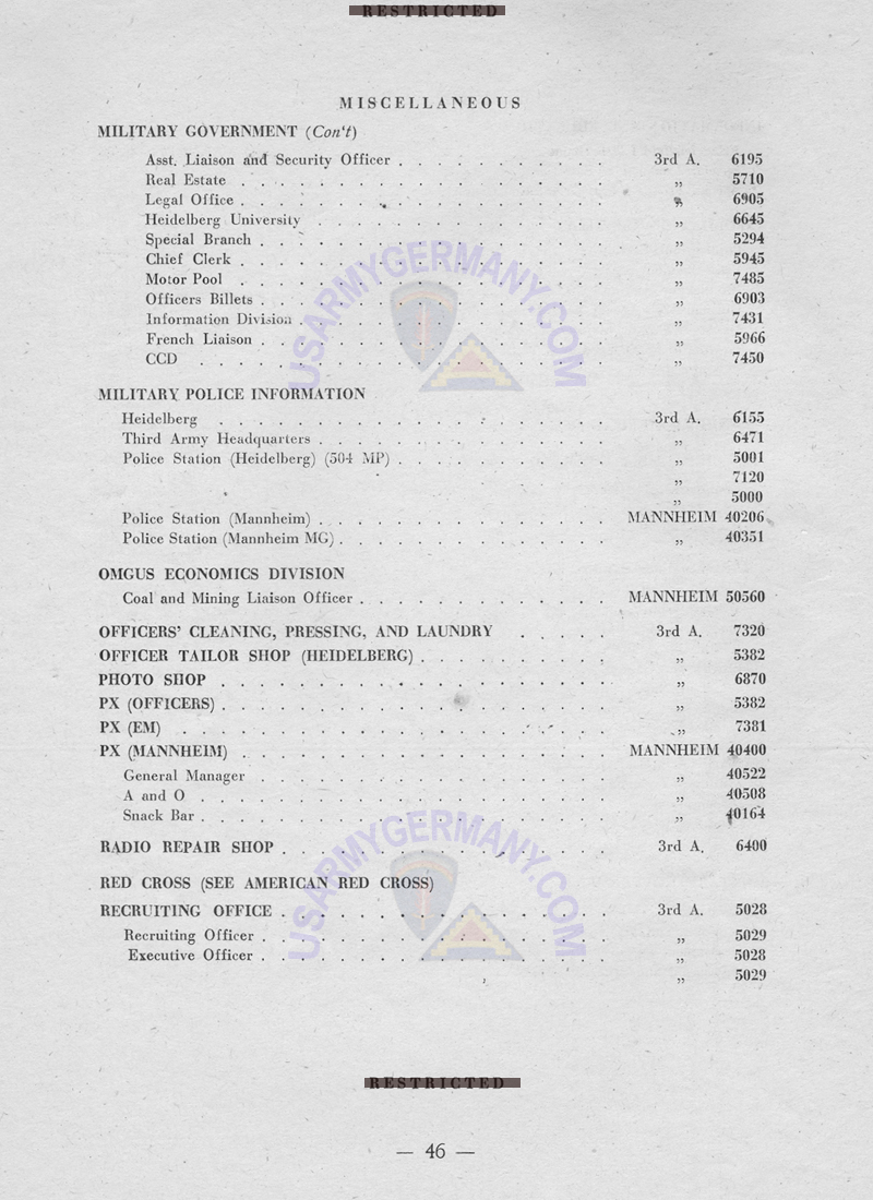 USFA Docs - Tel Dir 1946