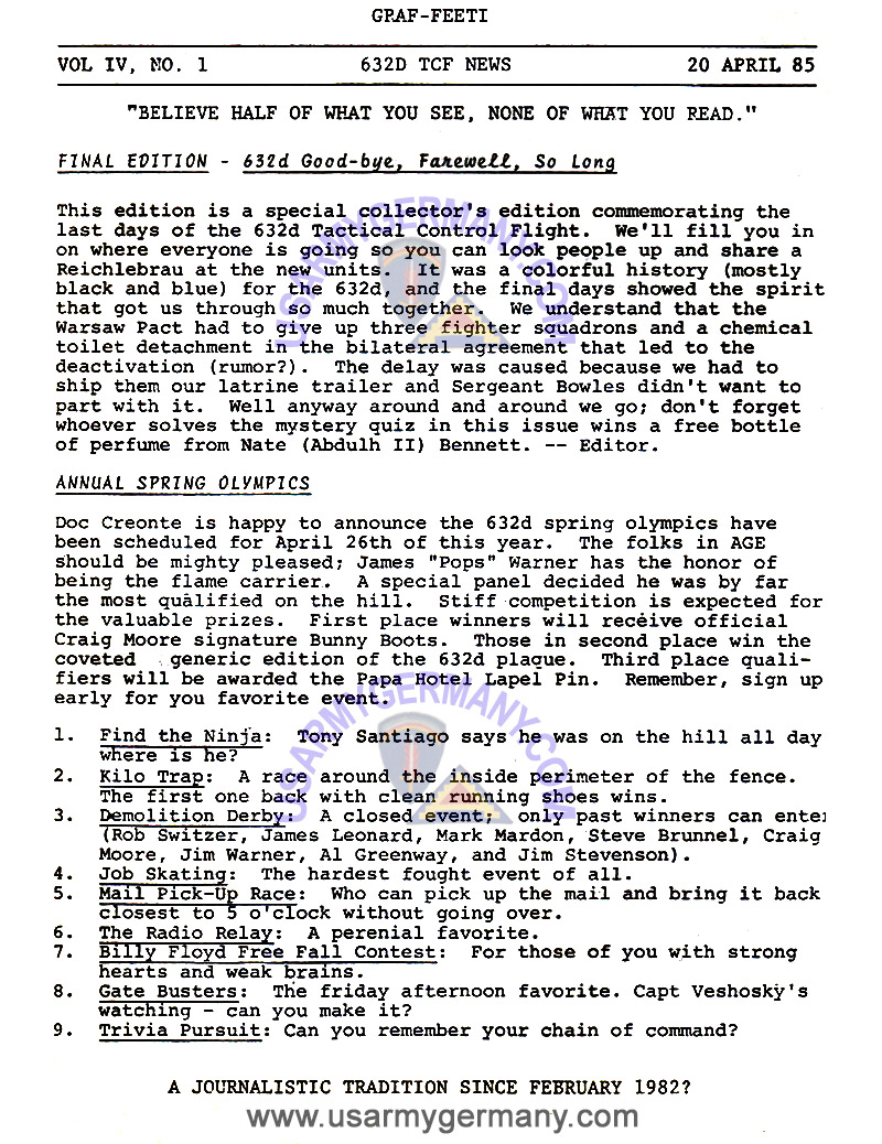 USAREUR Partial Photos - 632nd TCF